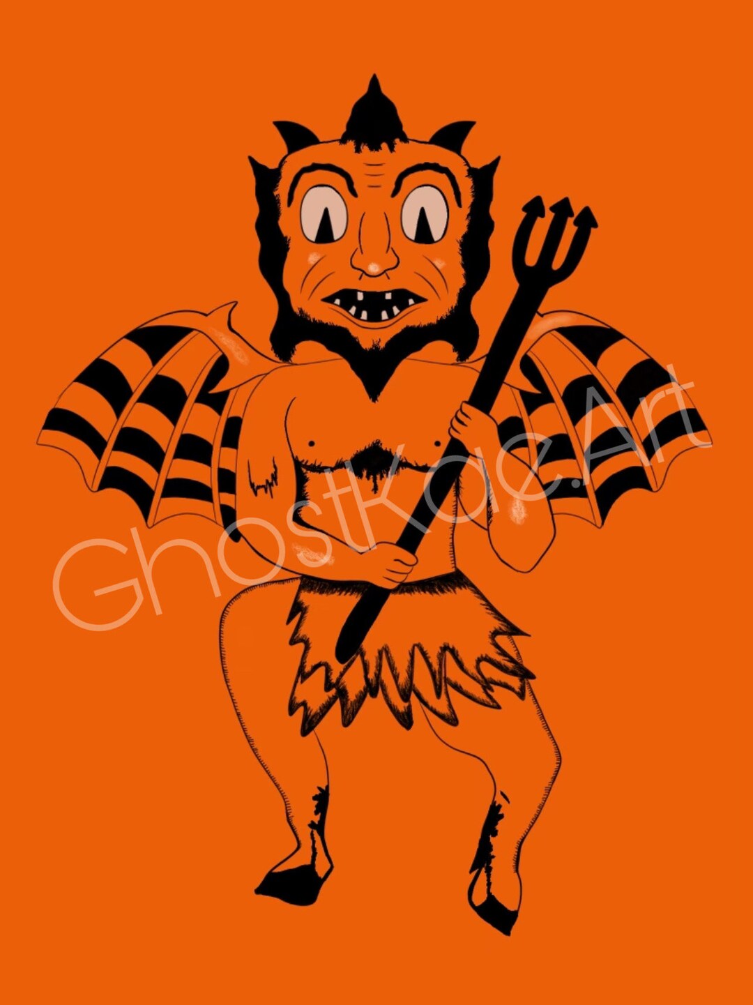 Retro Vintage Style Halloween Devil Art Print - Etsy