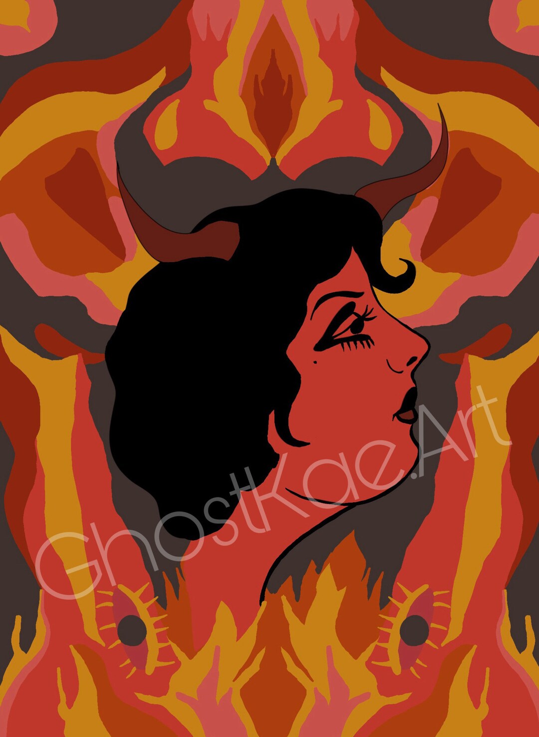 Psychedelic Retro Devil Art Print - Etsy
