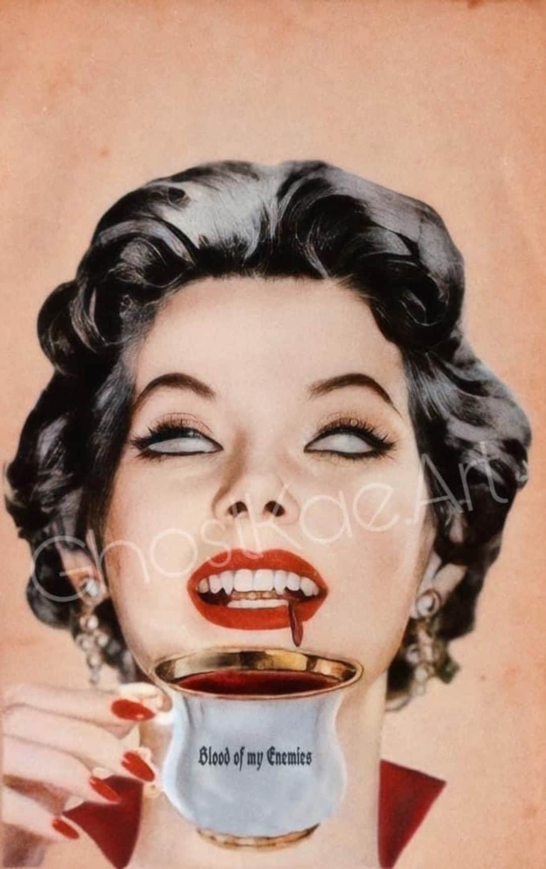 Vampire Horror Pulp Art Pin Up Art Print Etsy