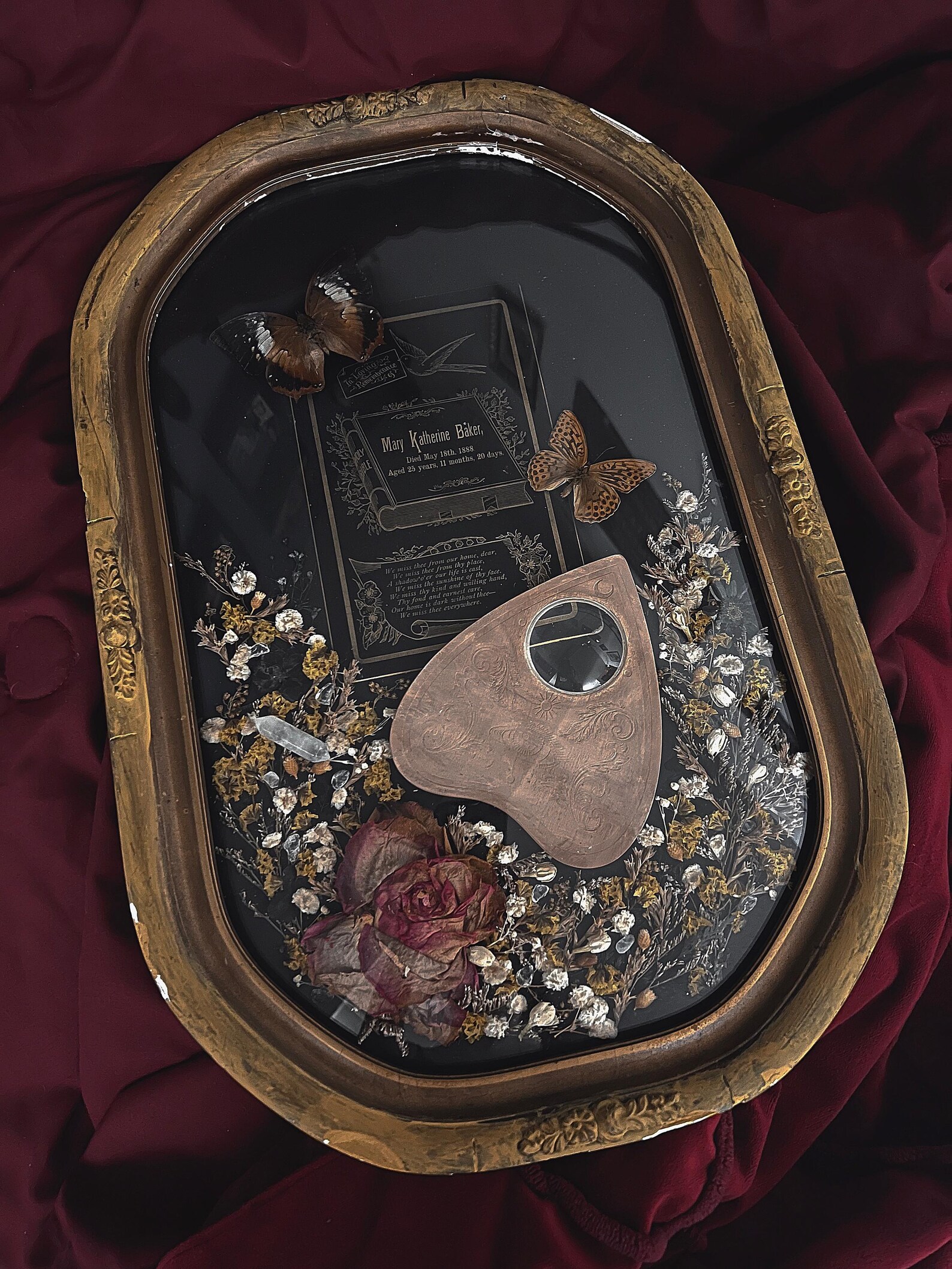 Antique Victorian Casket Receipt With Vintage Crucifix and Butterfly ...