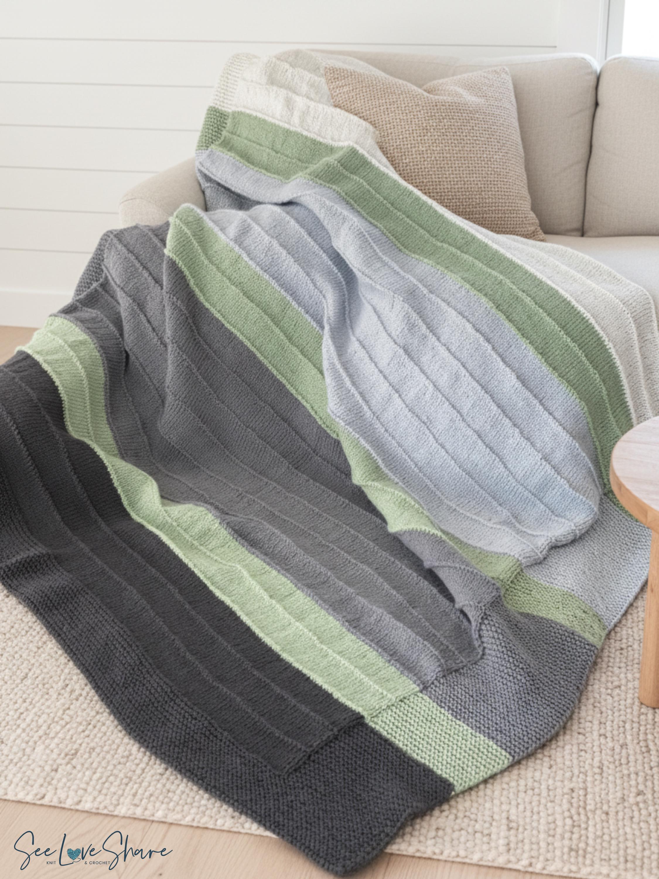 Simple Knit Blanket Pattern | Color Block Knit Throw | Easy Baby ...