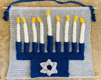 Large Hanukkah Menorah Crochet Pattern - Etsy