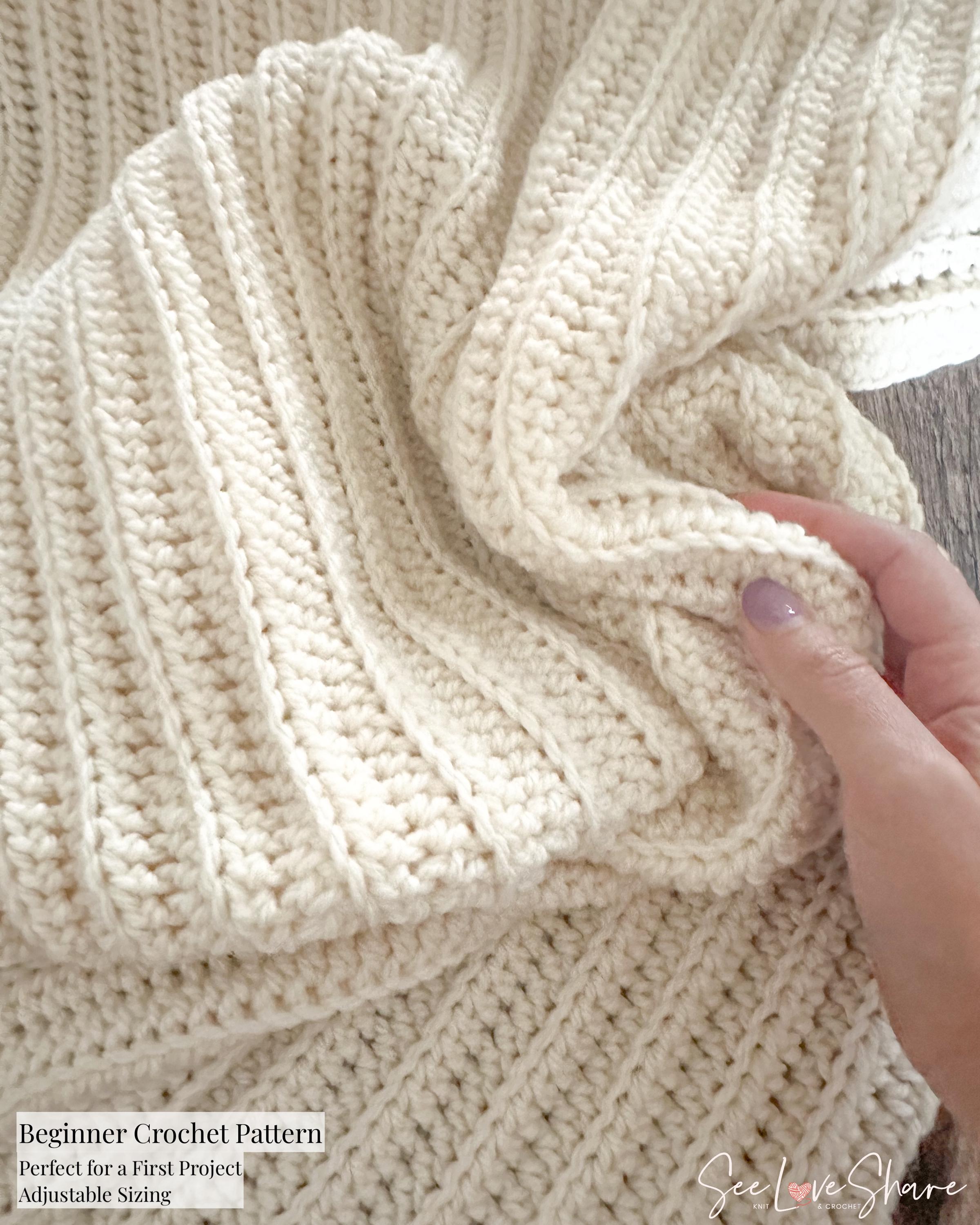 Luxe Chunky Throw Pattern | Beginner Crochet Blanket | Ribbed Cozy ...