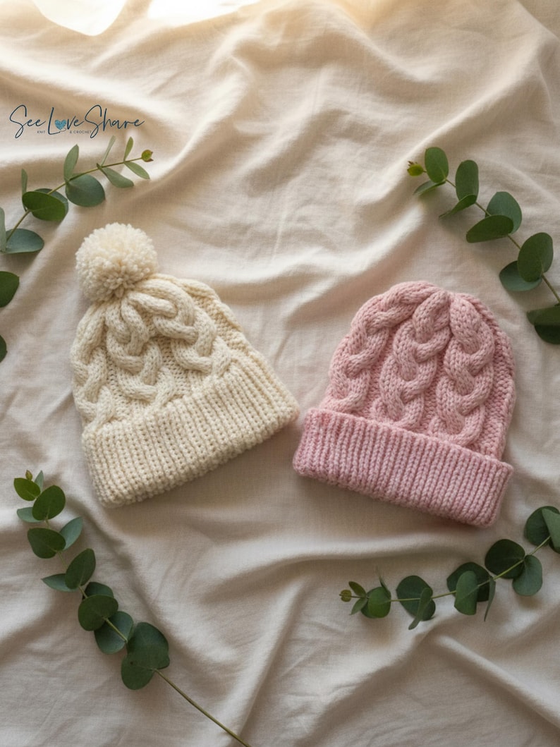 Chunky Cable Knit Beanie Pattern | Easy Cable Stitch Hat | Beginner ...