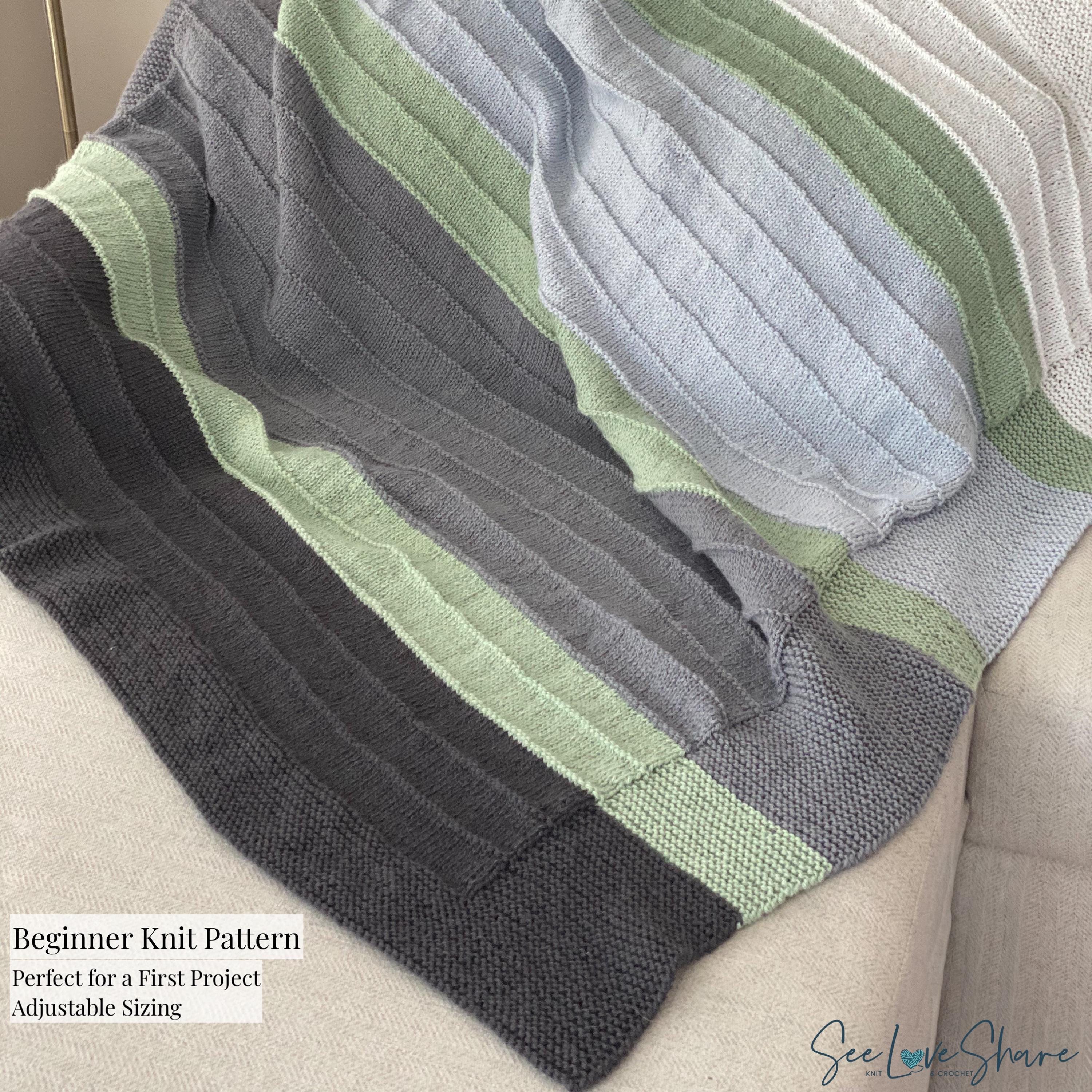 Simple Knit Blanket Pattern | Color Block Knit Throw | Easy Baby ...