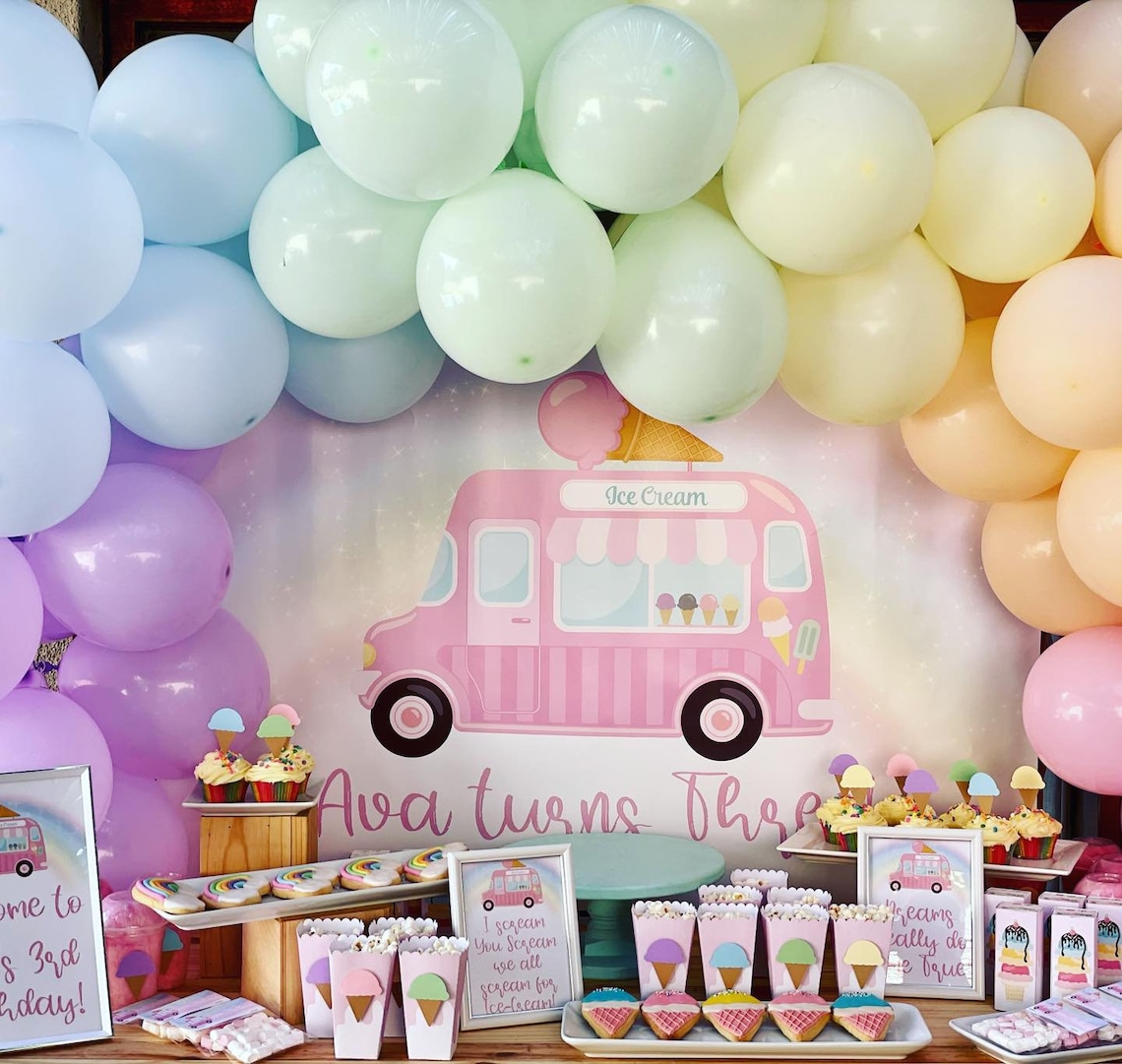 Ice Cream Party Banner, Ice Cream Truck Banner - Etsy