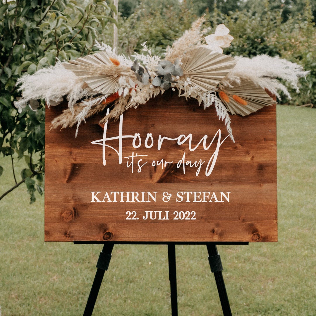Wooden Welcome Sign Hooray It's Our Day Emma Wedding Sign - Etsy