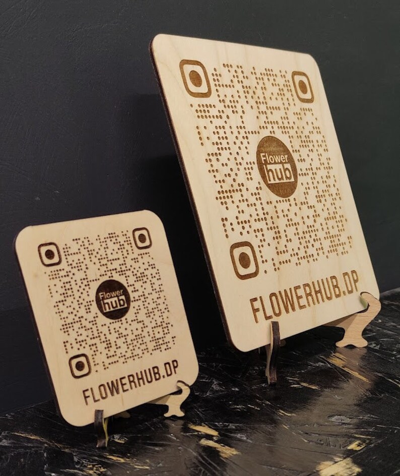 QR Code Engraved Wood Coasters Qr Code Stand Scannable QR | Etsy