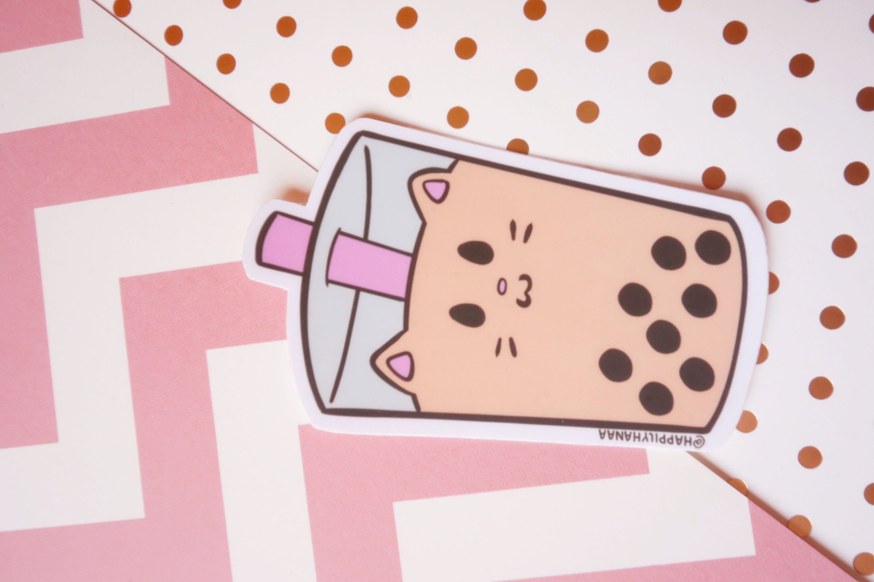 Boba Cat Matte Vinyl Sticker 3 Inches Kawaii Boba and - Etsy