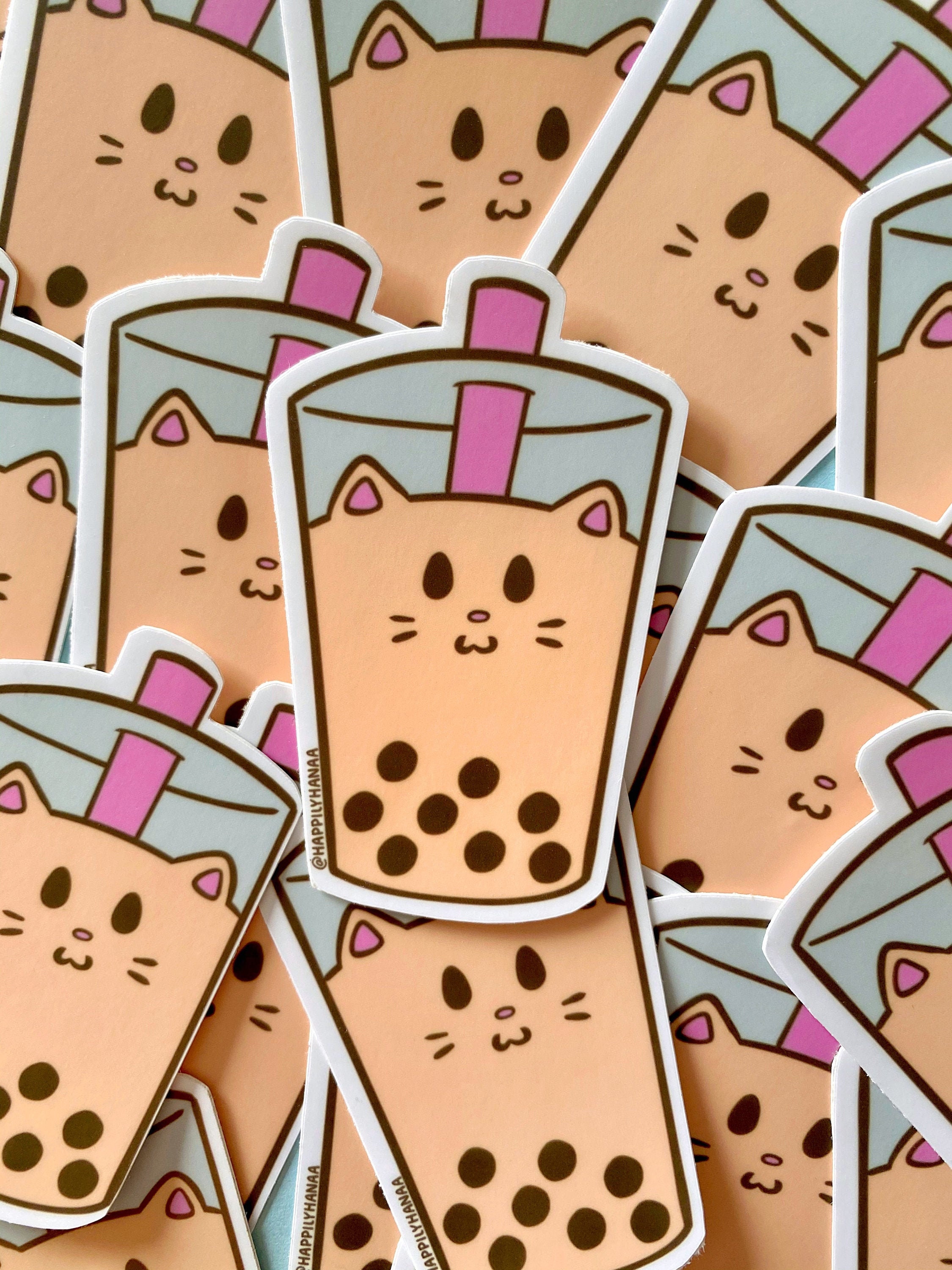 Boba Cat Matte Vinyl Sticker 3 Inches Kawaii Boba and | Etsy