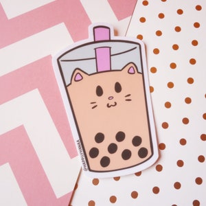 Boba Cat Matte Vinyl Sticker 3 Inches Kawaii Boba and - Etsy