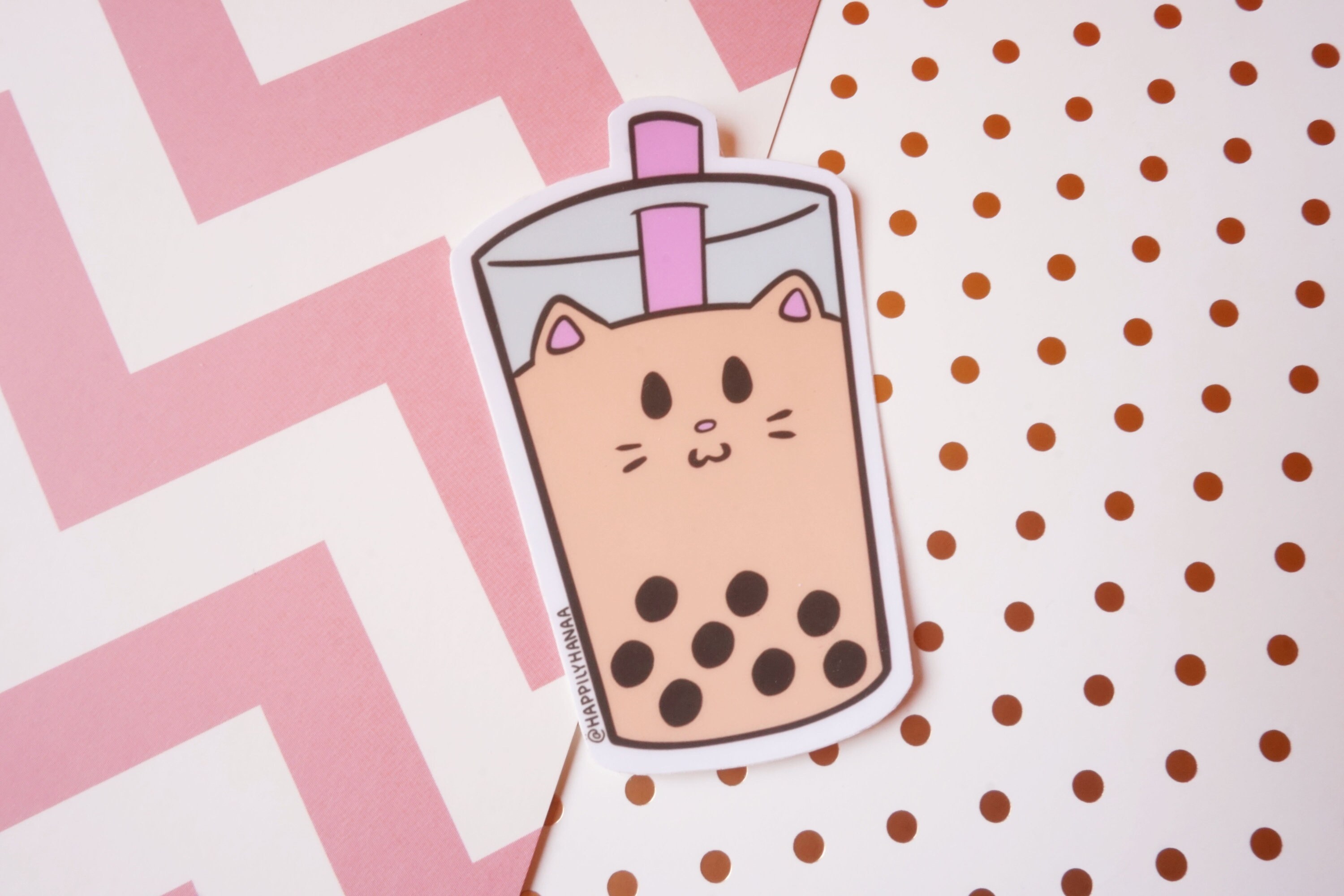 Boba Cat Matte Vinyl Sticker 3 Inches Kawaii Boba and | Etsy