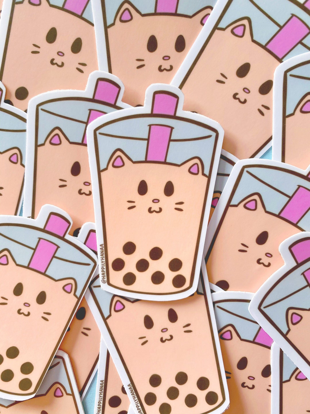 Boba Cat Matte Vinyl Sticker 3 Inches Kawaii Boba and - Etsy