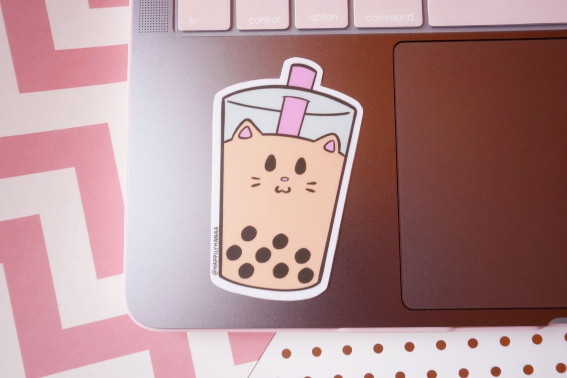 Boba Cat Matte Vinyl Sticker 3 Inches Kawaii Boba and - Etsy