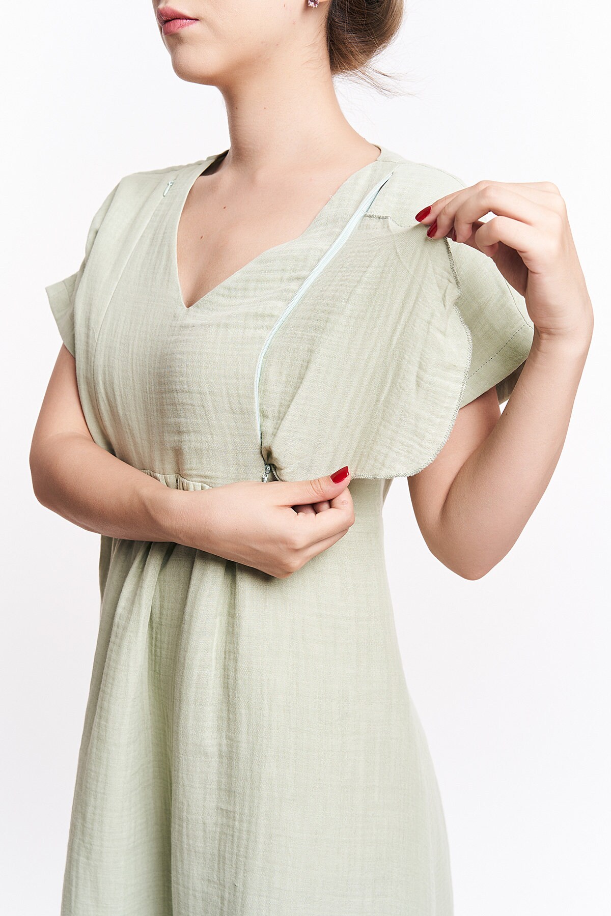 Maternity Summer Babyshower Nursing Muslin Light Dress- Breastfeeding ...