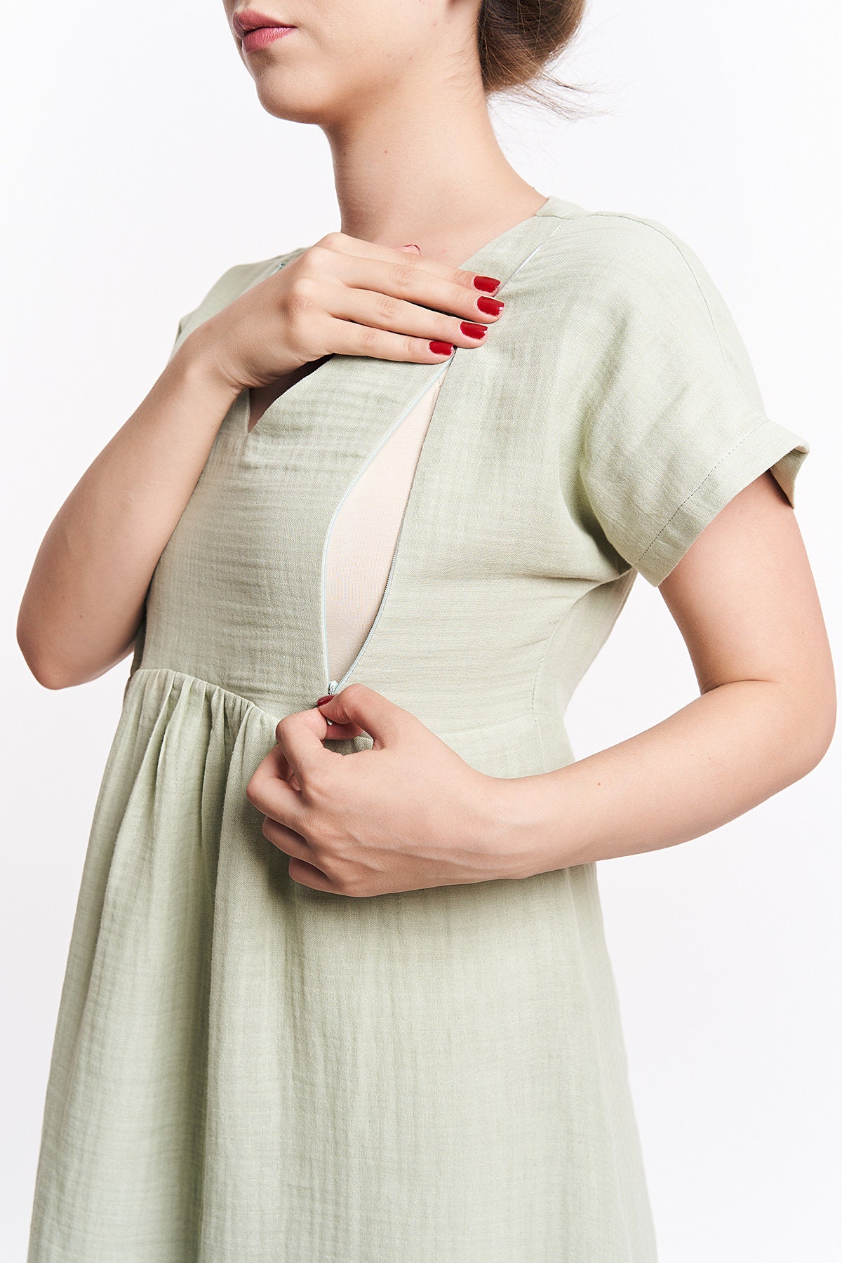 Maternity Summer Babyshower Nursing Muslin Light Dress- Breastfeeding ...