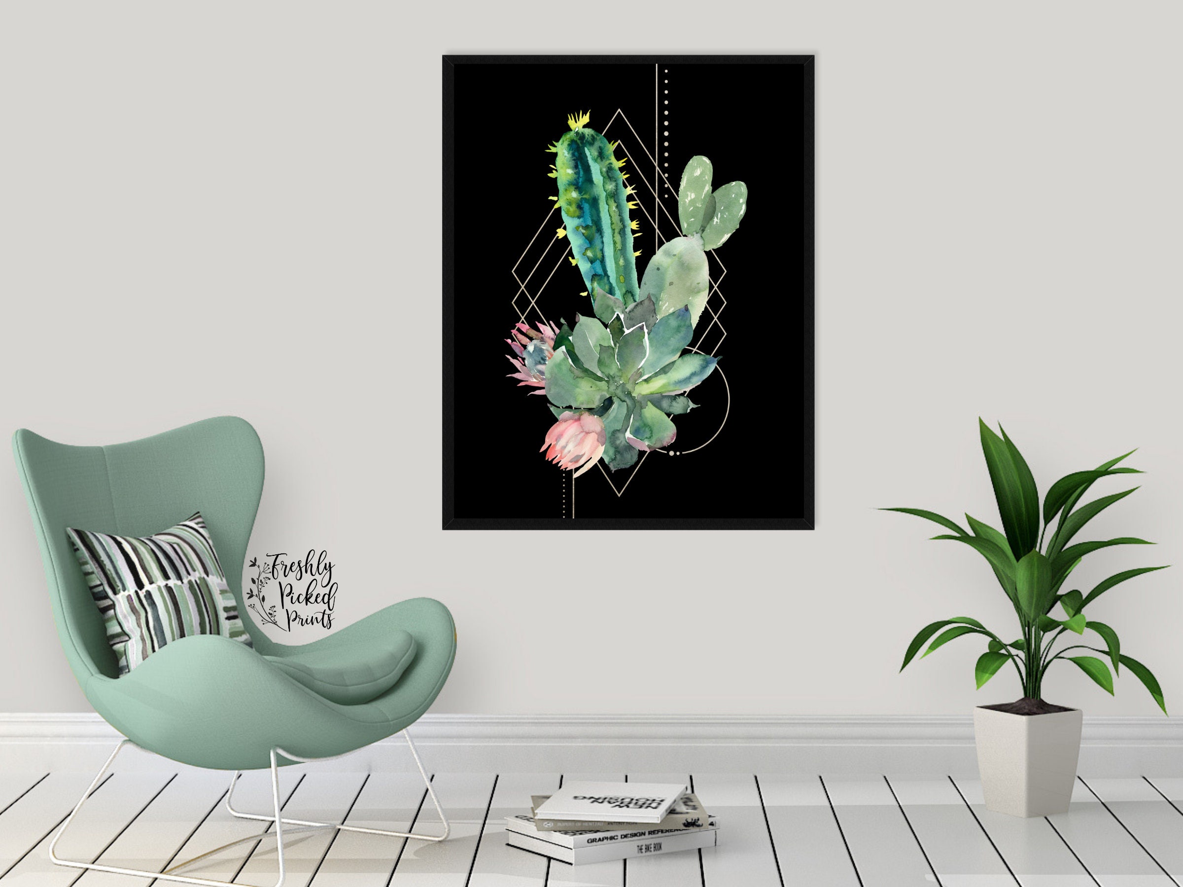 Cactus Printable Wall Art, Watercolor Succulent Decor - Etsy