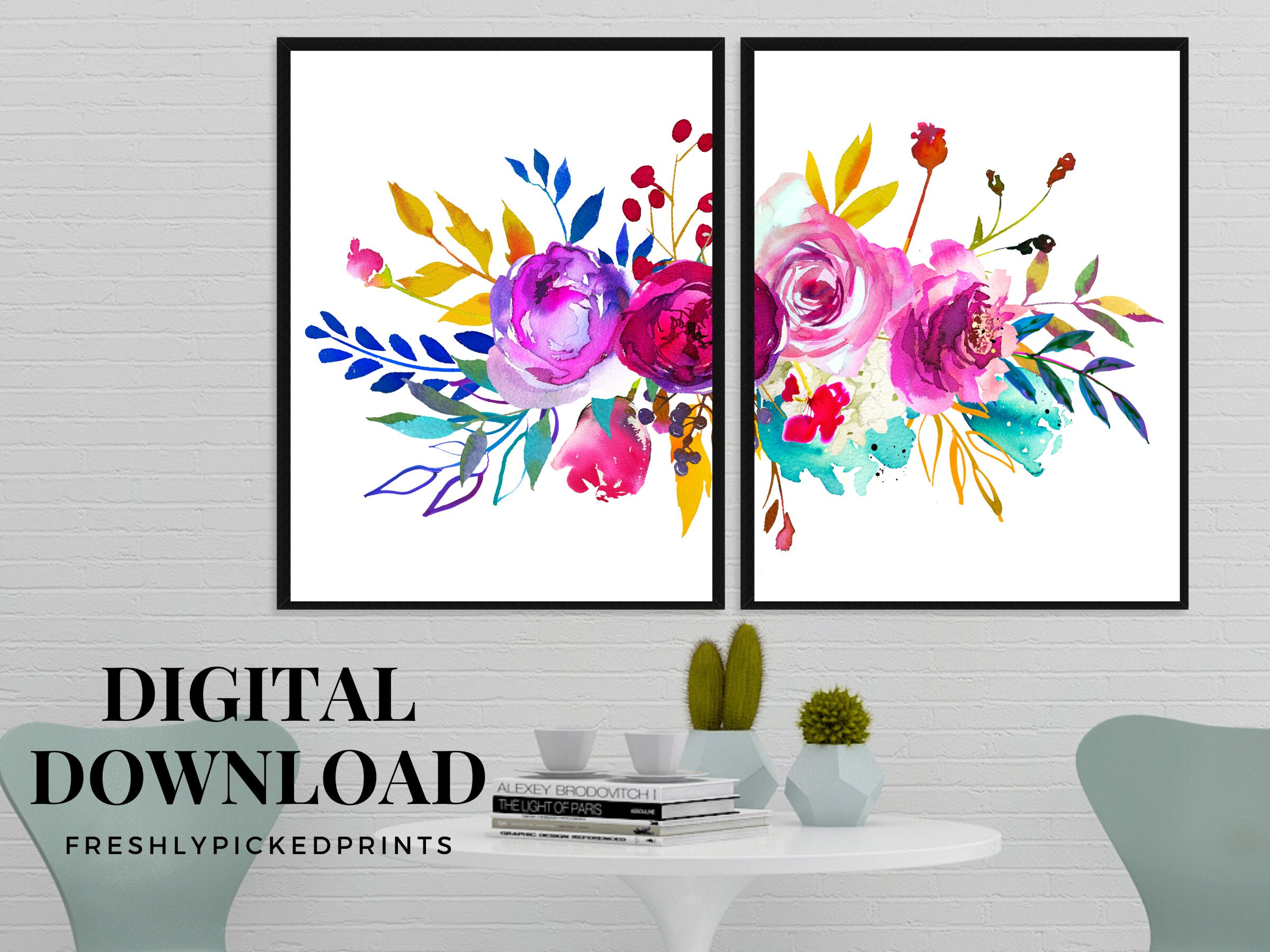 Downloadable Art | Floral Printable Wall Art| Digital Download | Bright ...