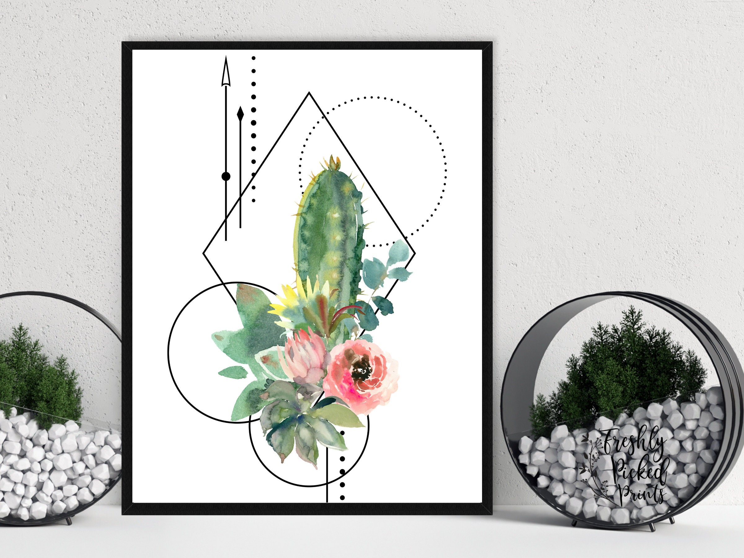 Cactus Printable Wall Art, Watercolor Succulent Decor - Etsy