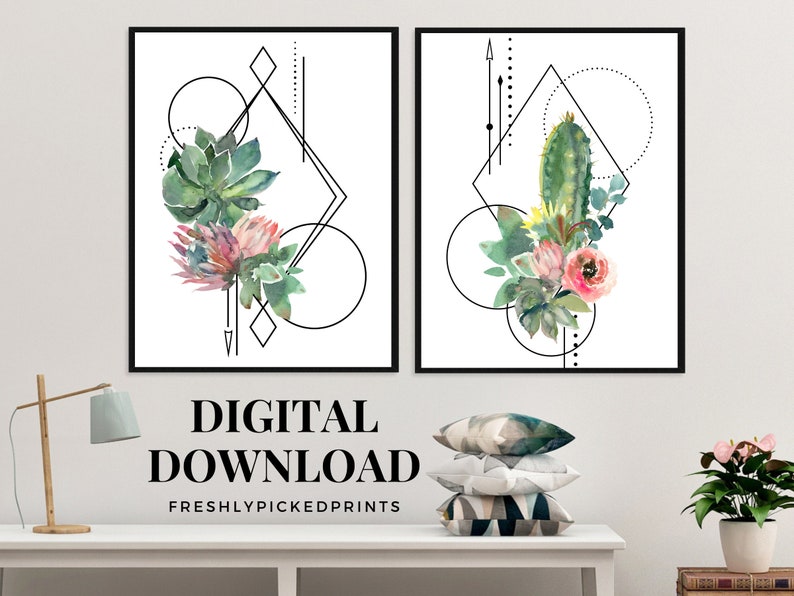 Cactus Watercolor, Succulent Printable Wall Art - Etsy