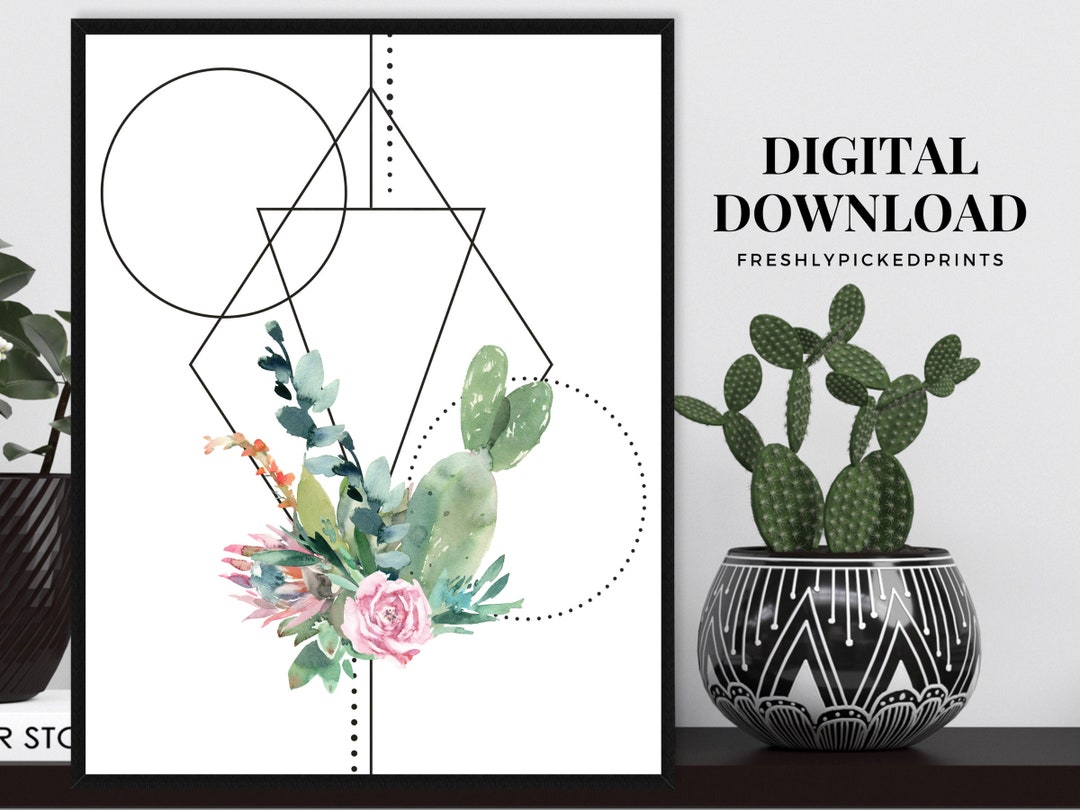 Watercolor Cactus Printable Succulent Wall Art Downloadable - Etsy
