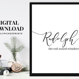 Christmas Printable, Rudolph, the Red-nosed Reindeer, Modern Holiday ...