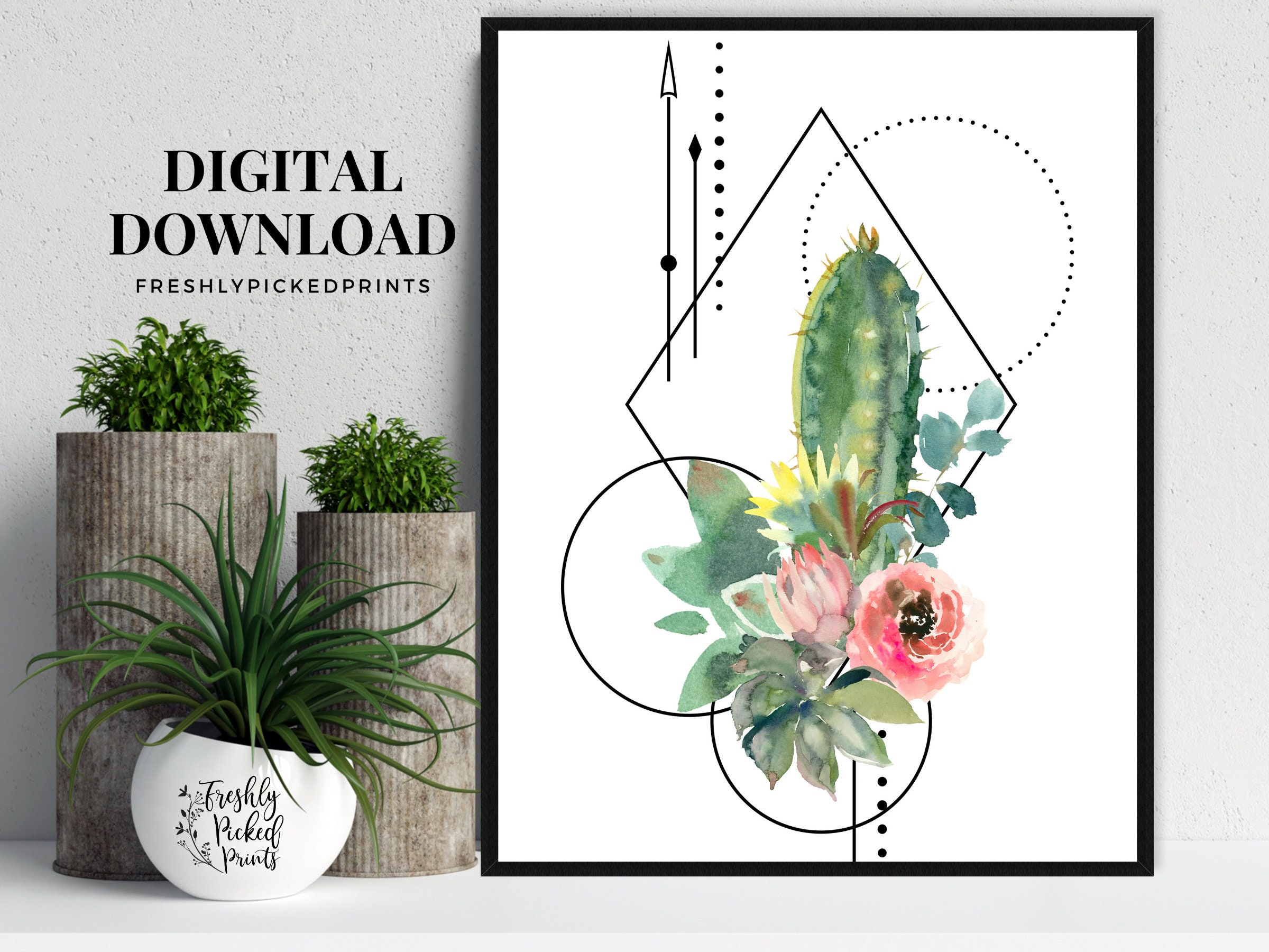 Cactus Printable Wall Art, Watercolor Succulent Decor - Etsy