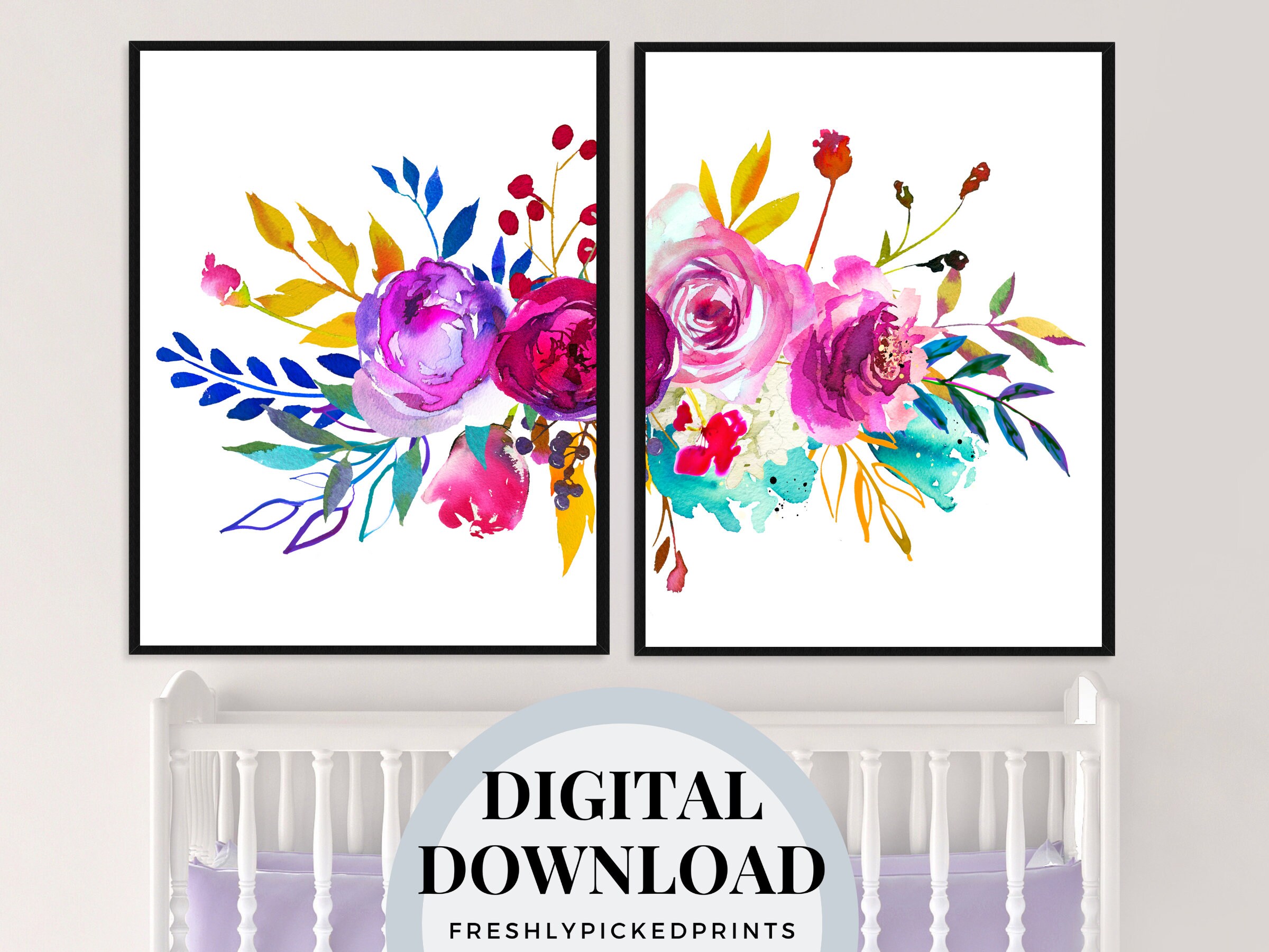 Downloadable Art | Floral Printable Wall Art| Digital Download | Bright ...