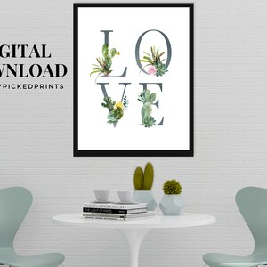 Digital Watercolor Succulent Quote Wall Decor, Watercolor Cactus ...