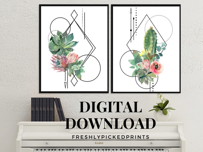 Cactus Watercolor Succulent Printable Wall Art - Etsy