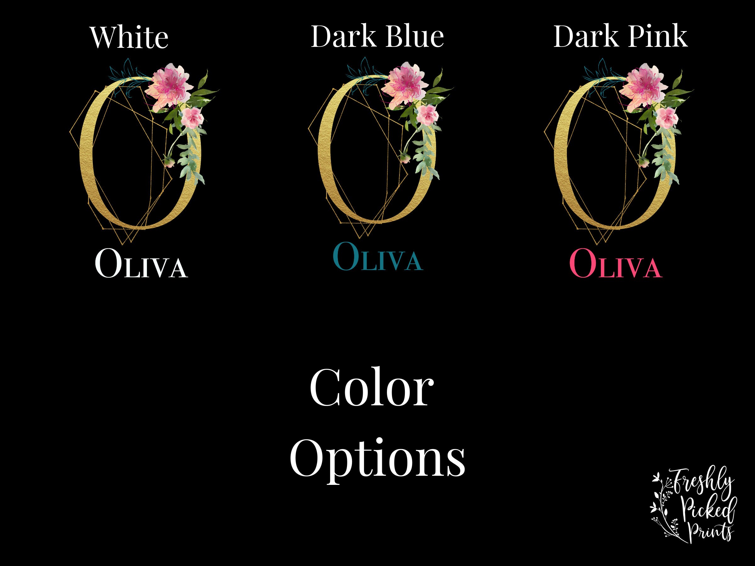 Custom Name Color Floral Printable Wall Art Digital Download | Etsy