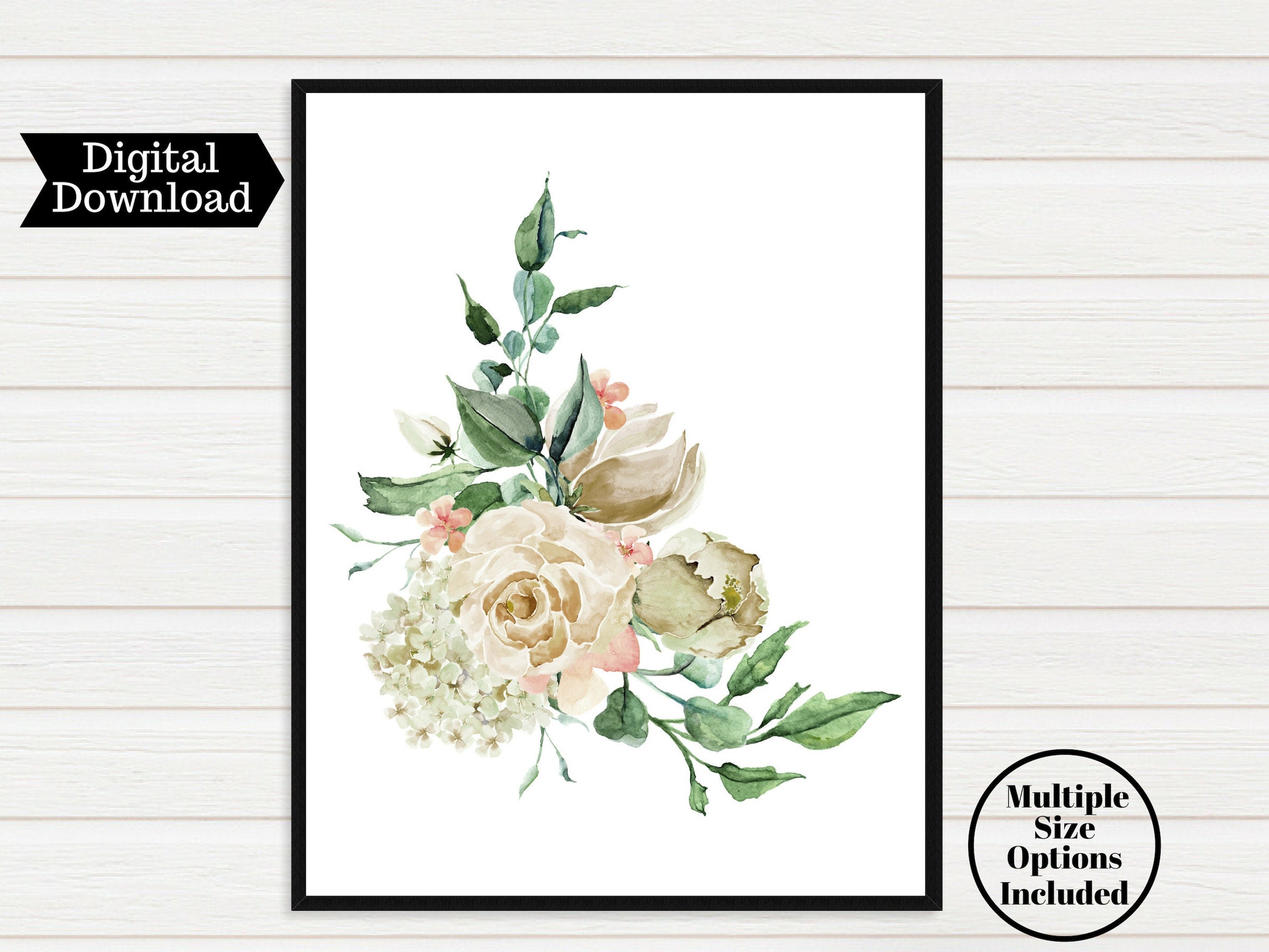 Watercolor Floral Decor Flower Bouquet Printable Wall Art | Etsy