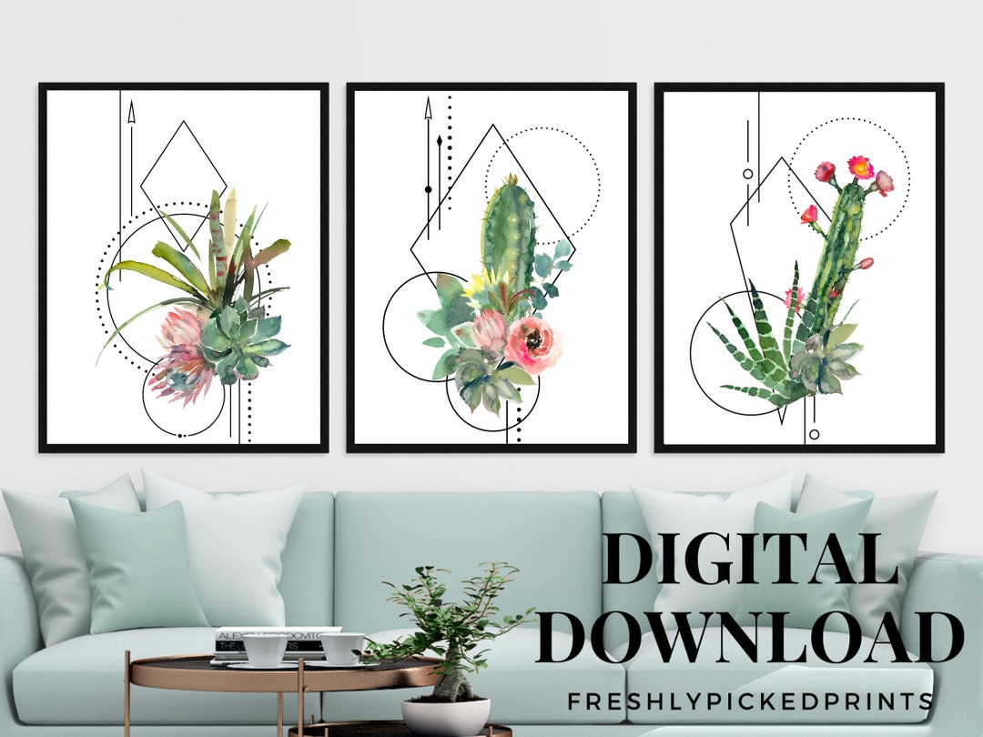 Cactus Watercolor, Succulent Printable Wall Art - Etsy