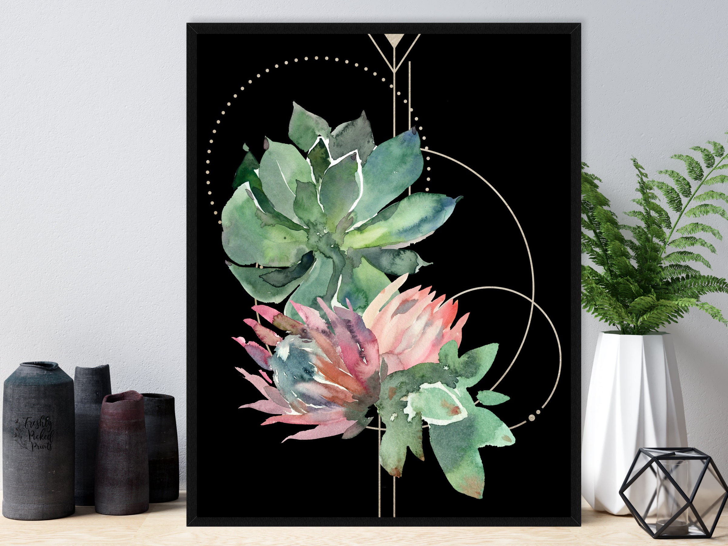 Succulent Printable Wall Art Watercolor Cactus Floral Digital | Etsy