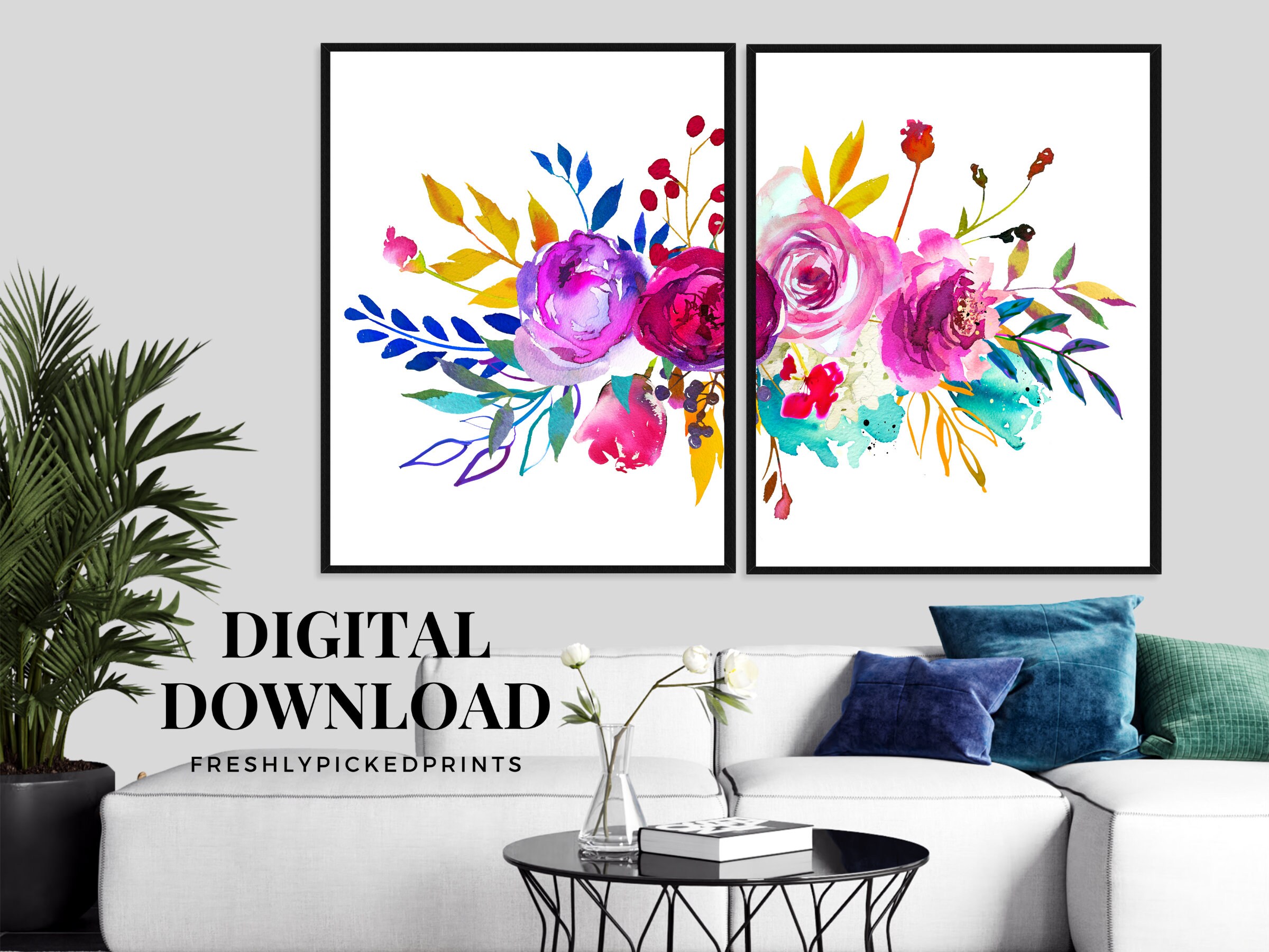 Downloadable Art | Floral Printable Wall Art| Digital Download | Bright ...