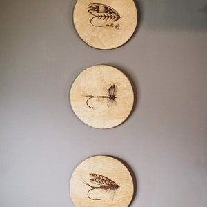 Fly Fishing Fly Wall Hanging Set, Fly Fishing, Fishing, Wall Art ...