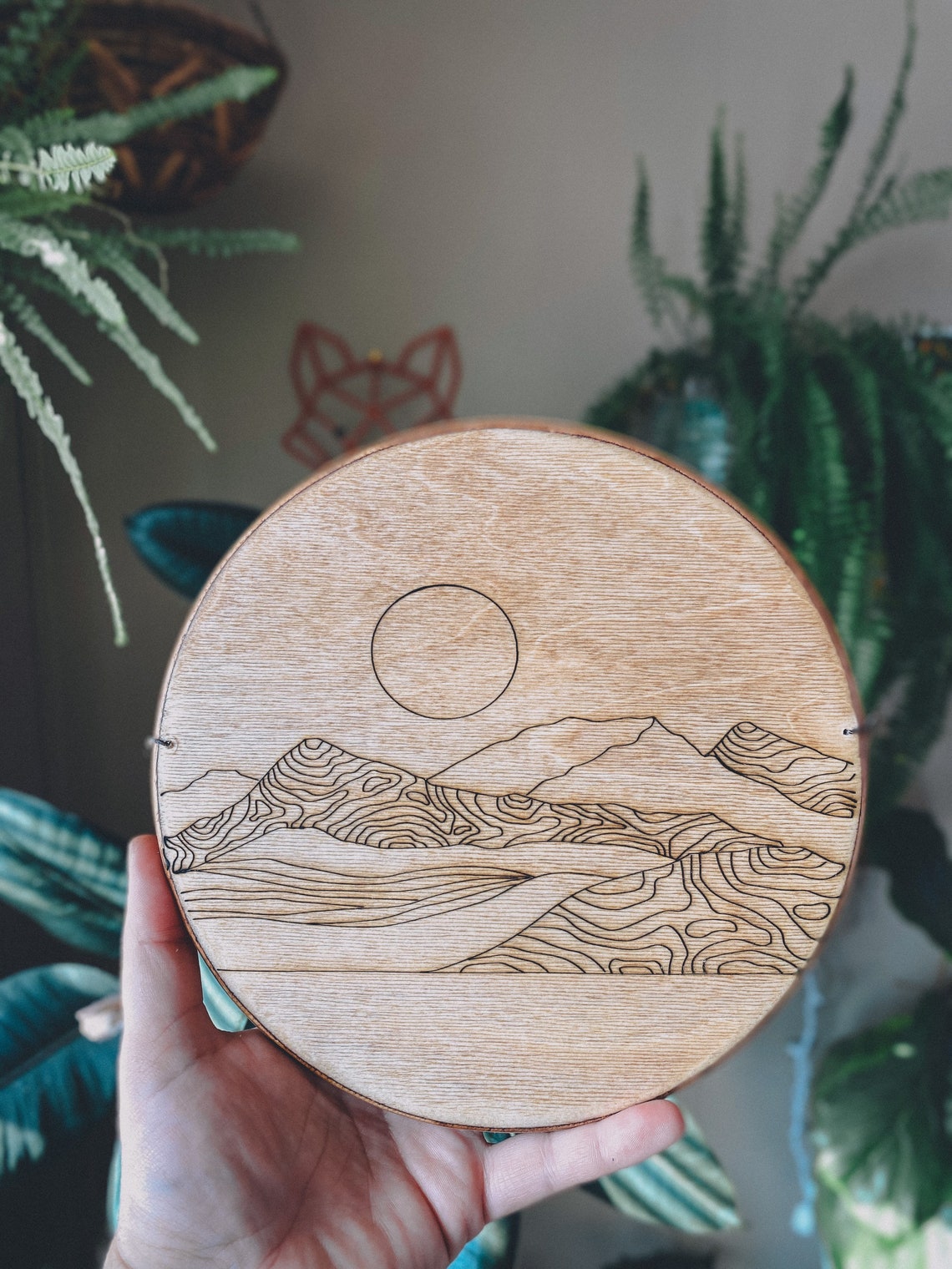 Topo Mountain Circle Wooden Wall Hanging Topography Mountain - Etsy