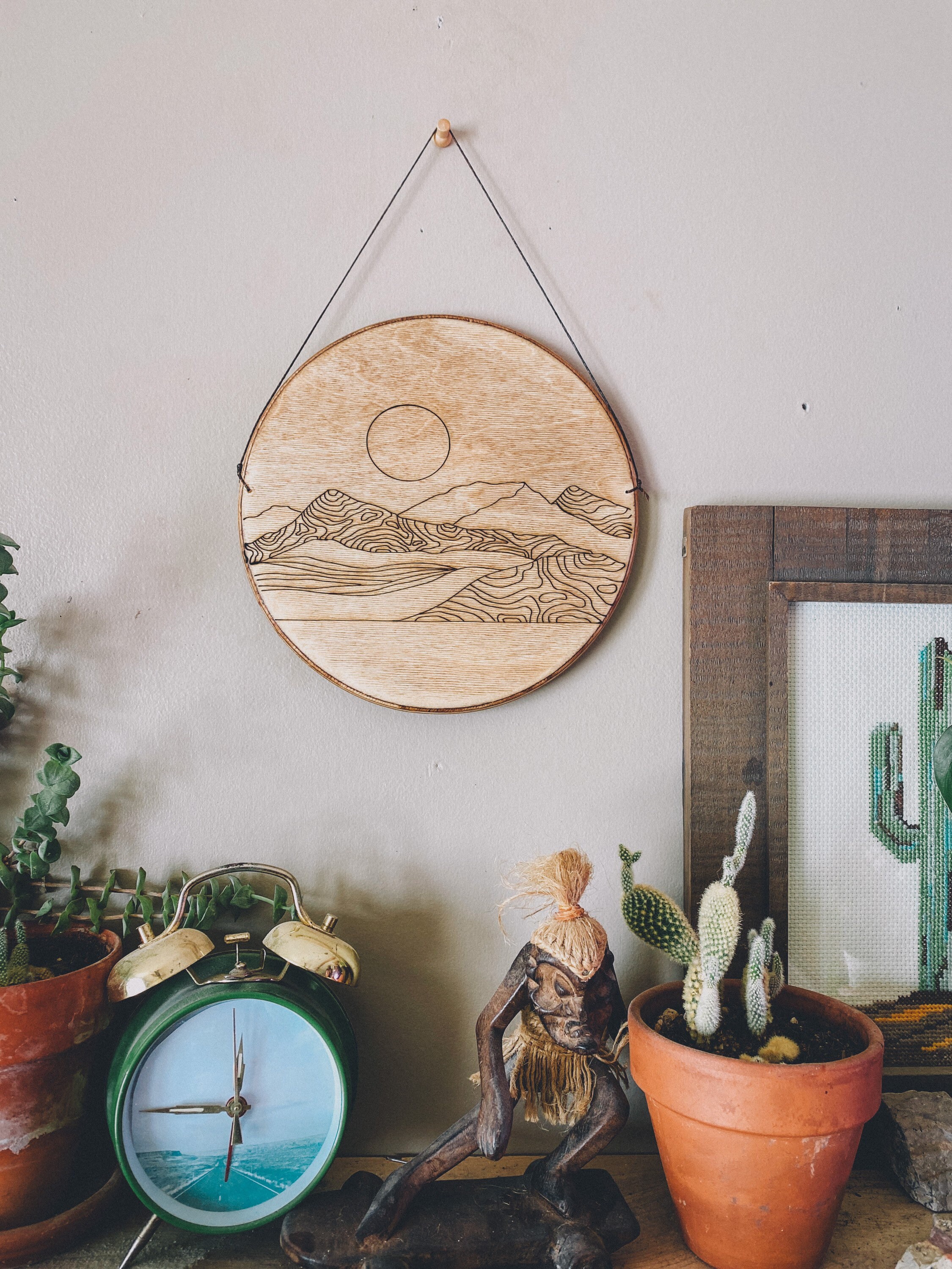 Topo Mountain Circle Wooden Wall Hanging Topography Mountain - Etsy