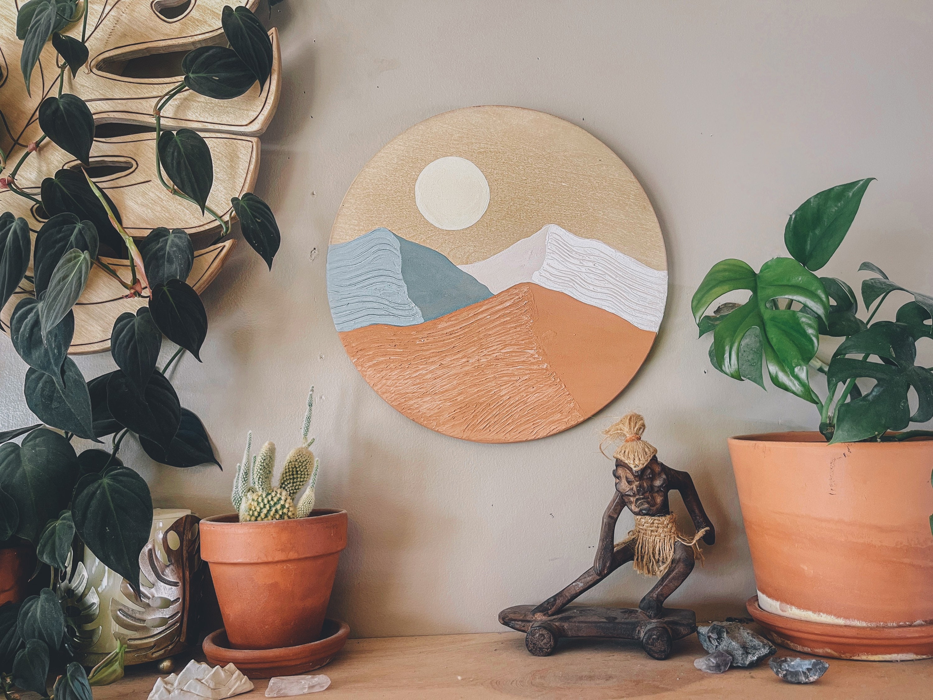 Wooden Boho Terra Cotta Mountain Circle Boho Decor - Etsy