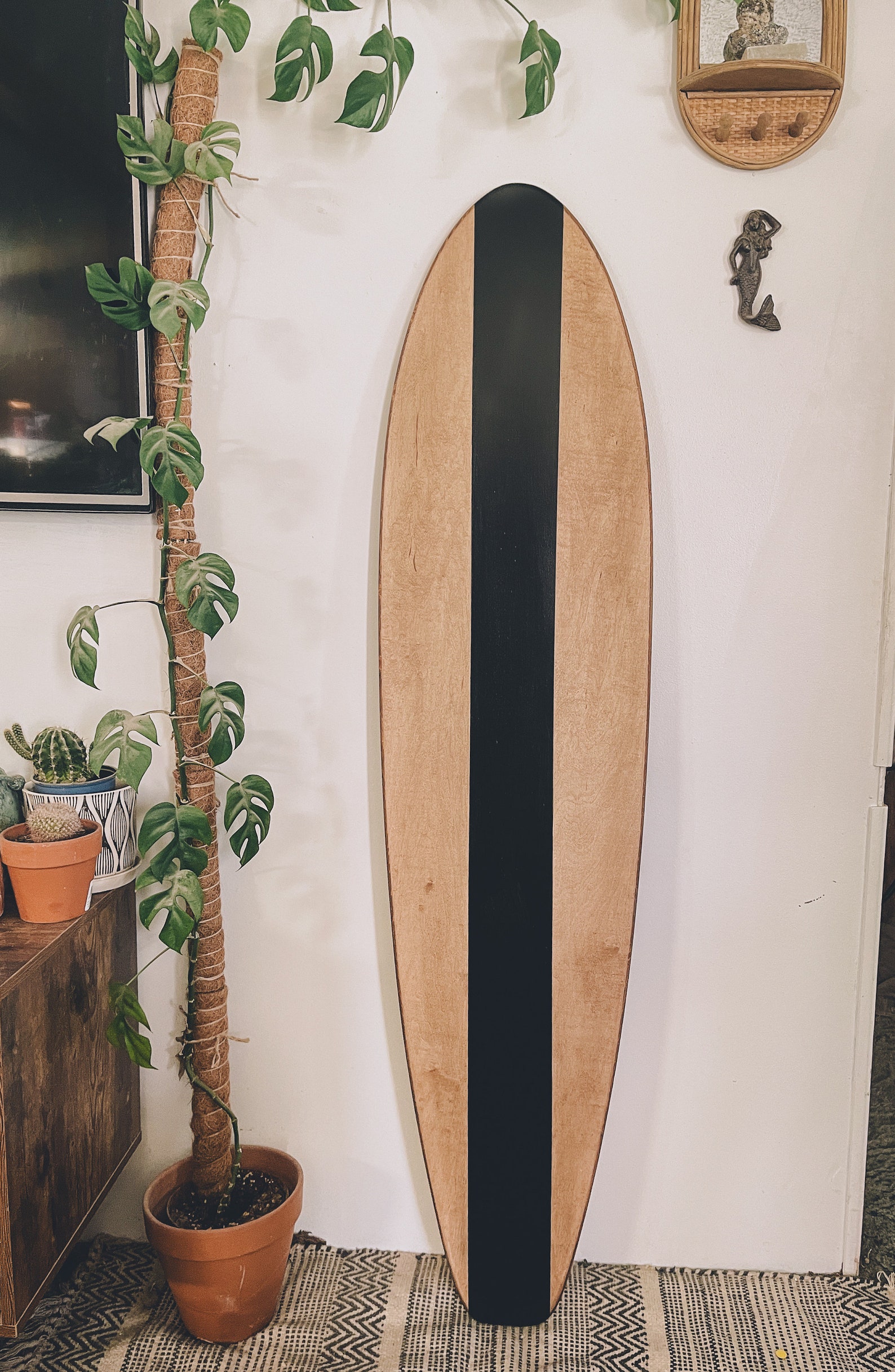 Stripe Surfboard Wall Hanging, Coastal Home Decor, Boho Decor, Beach ...