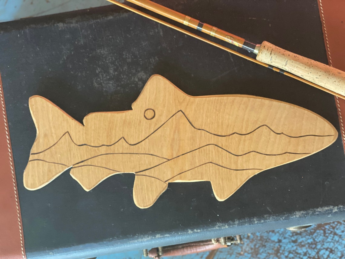 Wooden Trout Wood Burned Wall Hanging Fish Decor Fishing | Etsy