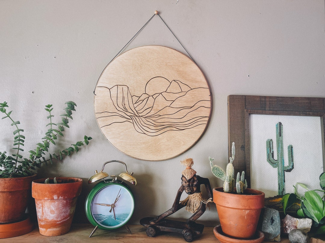 Handcrafted Wooden Circle Wall Art Featuring Yosemite and Half Dome – a ...