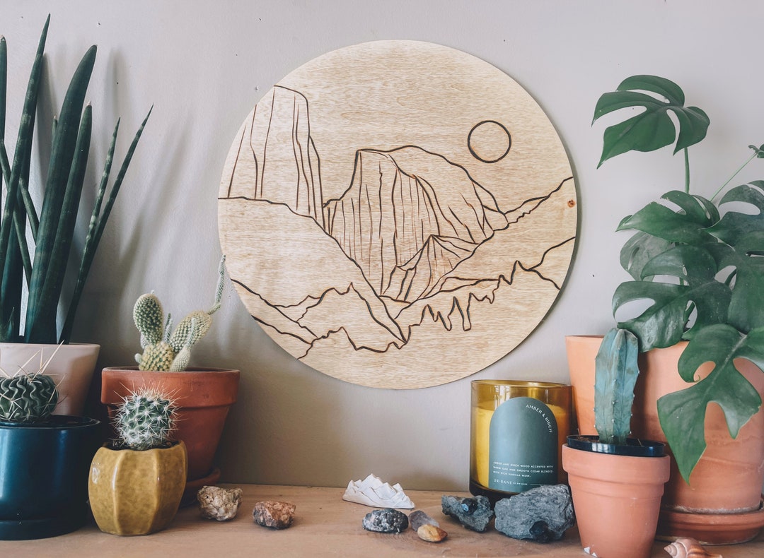 Handmade Wood Circle With Half Dome Wall Art for Nature Lovers, Rock ...