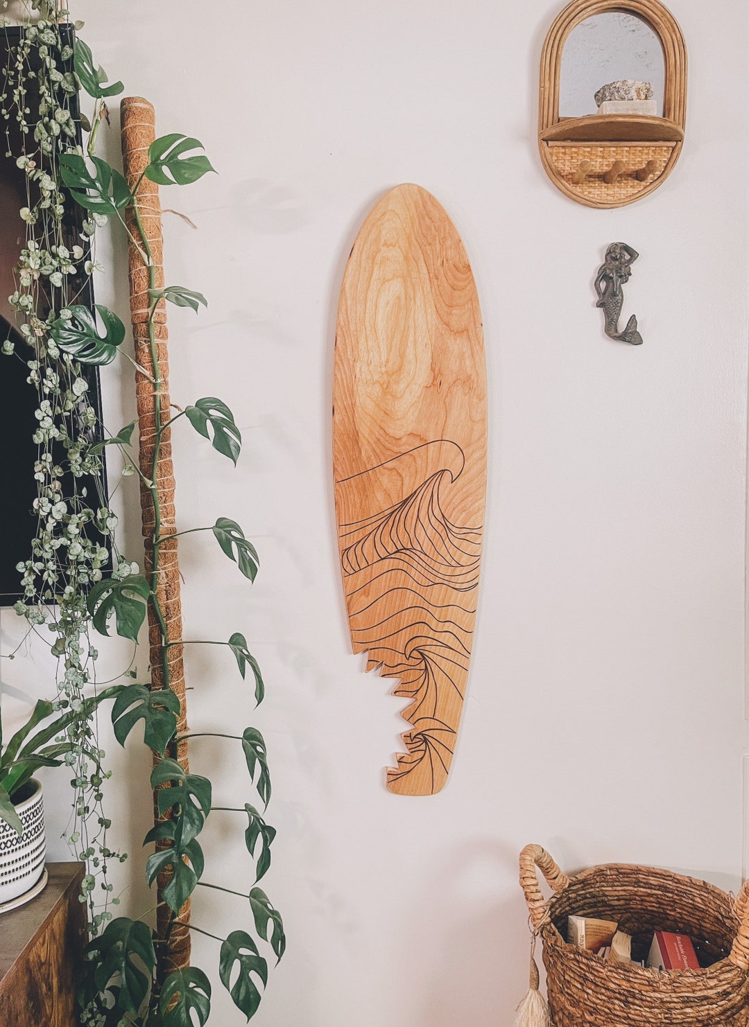 Shark Bite Surfboard Wall Art, Beach Decor, Coastal Wall Art, Beach ...