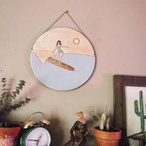 Wooden Circle Surfer Wall Hanging, Surf, Surf Style, Surfer, Surf Art ...