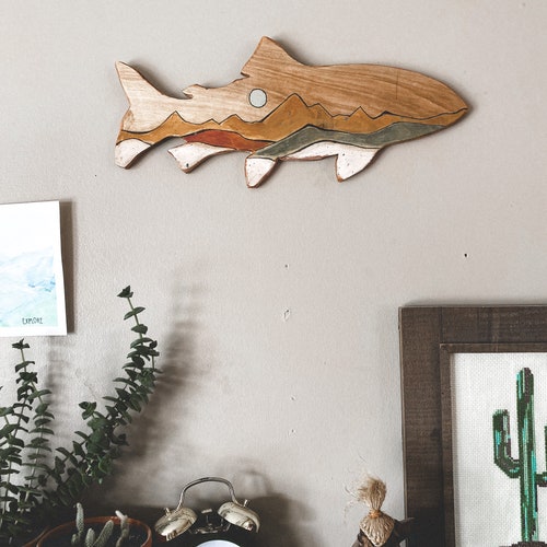 Fly Fishing Rustic Cabin Decor Metal Wood Wall Art Office | Etsy