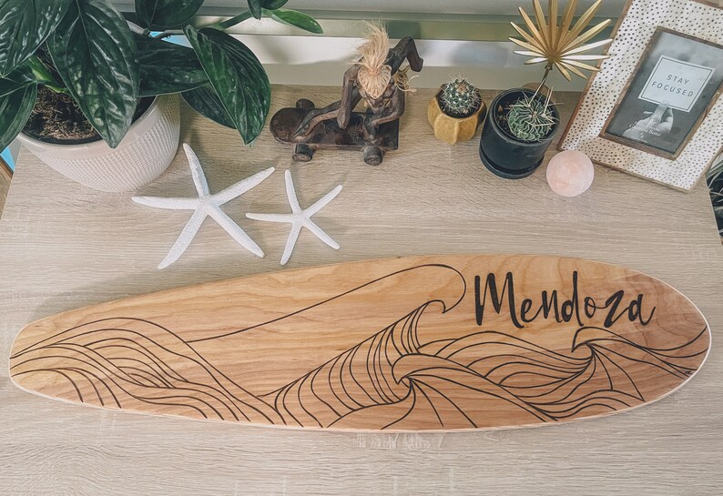 Handmade Wooden Surfboard, Boho Decor, Coastal Home Decor, Longboard ...