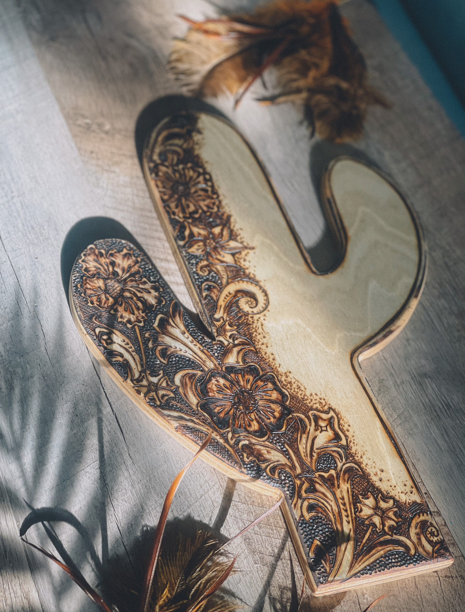 Wooden Leather Effect Cactus Western Decor Desert Decor - Etsy