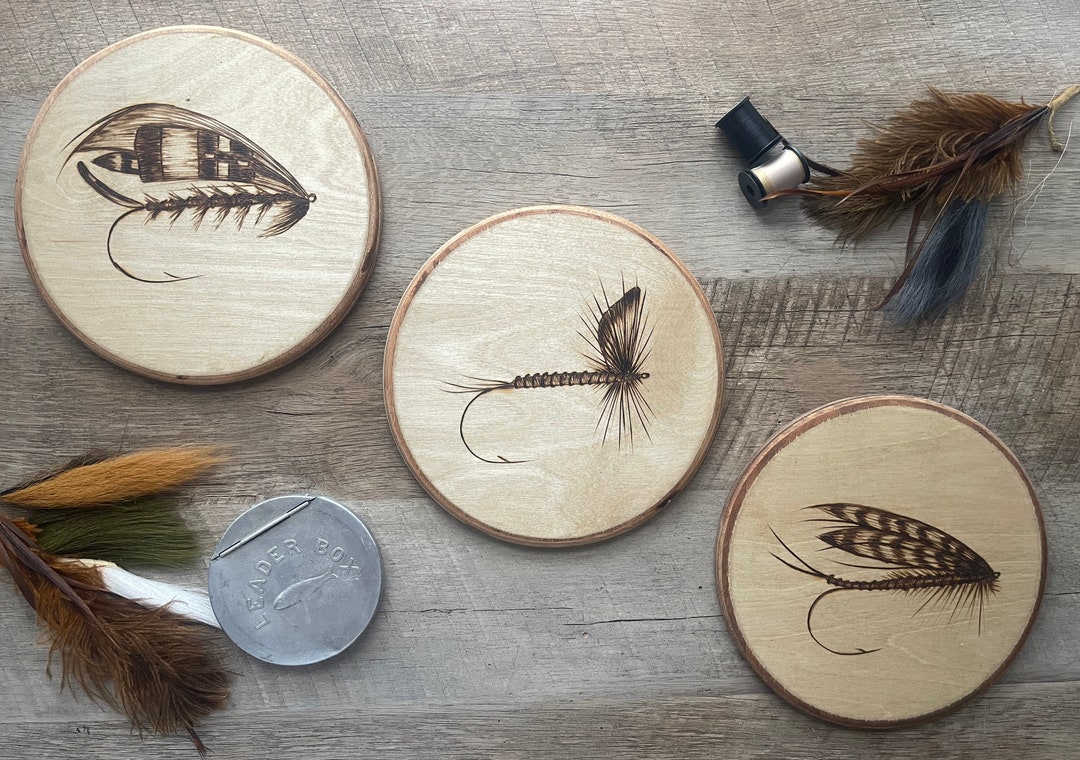 Fly Fishing Fly Wall Hanging Set, Fly Fishing, Fishing, Wall Art ...