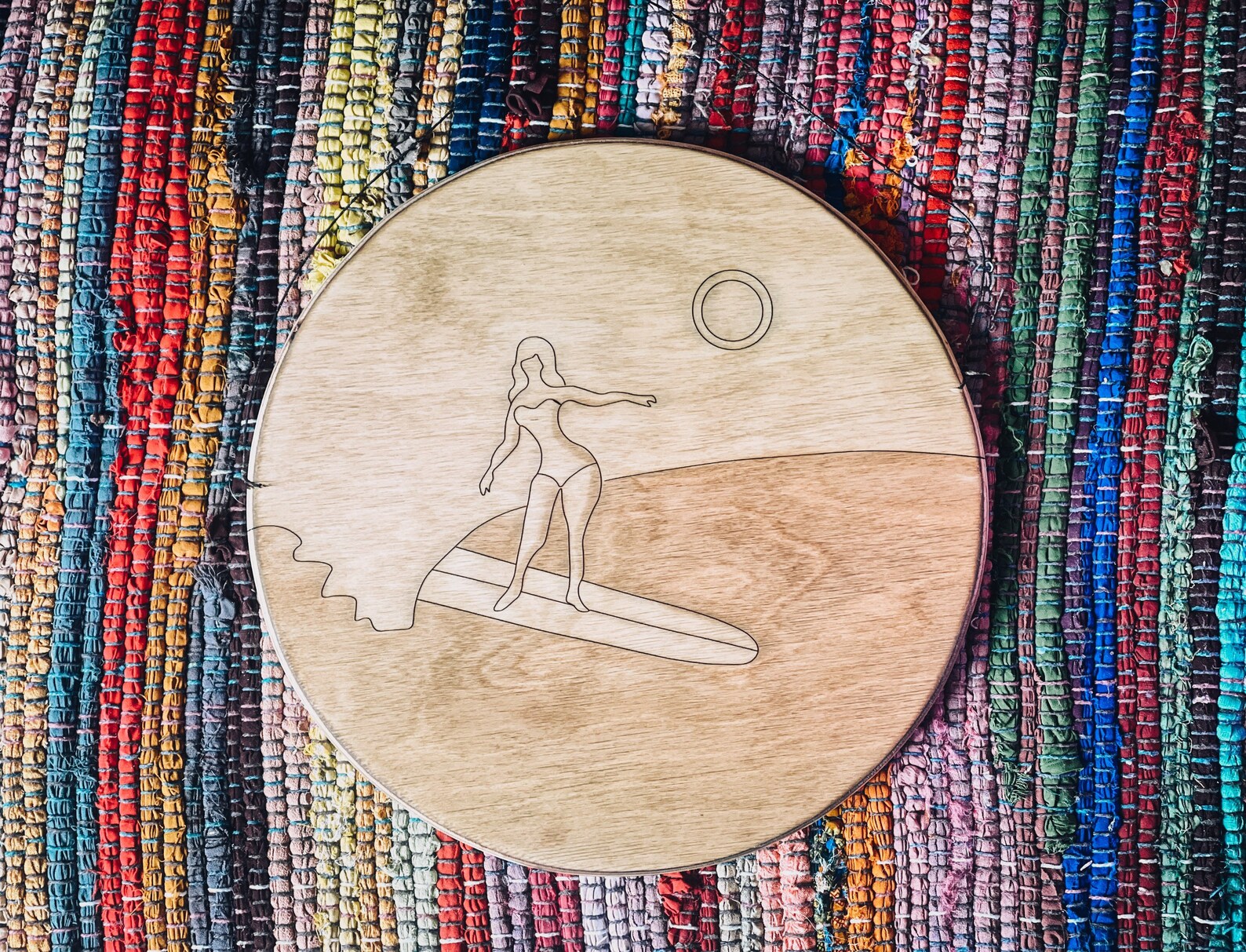 Wooden Circle Surf Girl Wall Hanging Surfer Surf Surf - Etsy